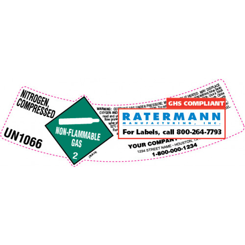 Shoulder Label RL(500) Nitrogen, Compressed, UN1066 | Ratermann ...